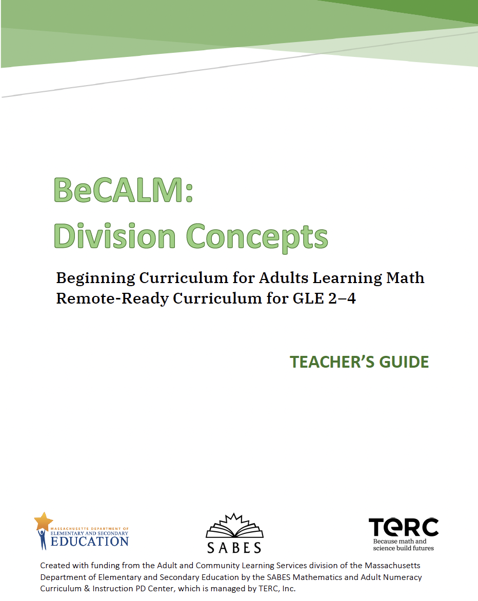 Beginning Curriculum for Adults Learning Math (BeCALM) Division ...